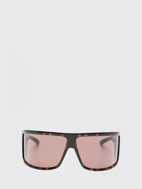 Gucci Rectangular Acetate Shield Sunglasses With Dark Lenses