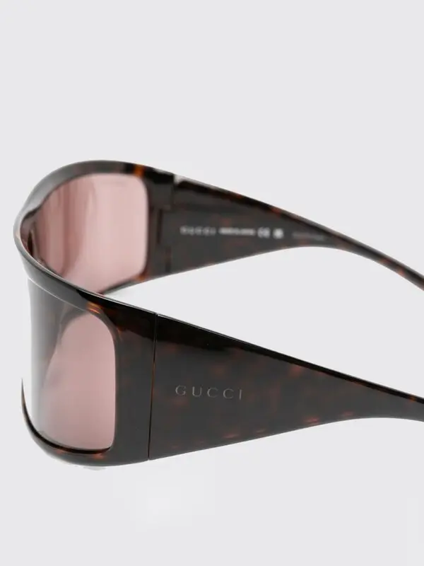 Gucci Rectangular Acetate Shield Sunglasses With Dark Lenses
