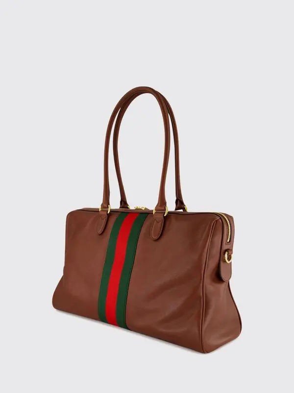 Gucci Calfskin Leather Shoulder Bag With Horsebit Detail And Web Stripe