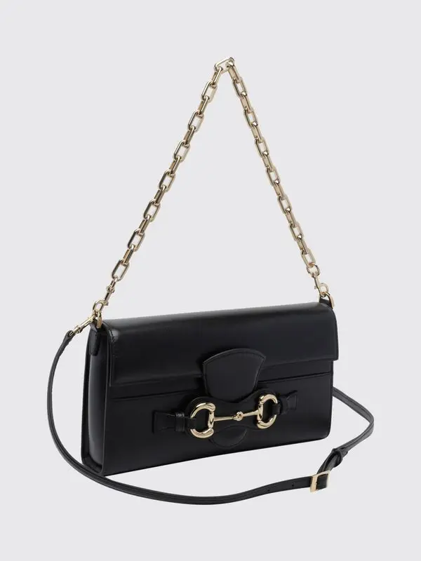 Gucci Horsebit Ristretto Smooth Leather Shoulder Bag With Metal Mesh Handle