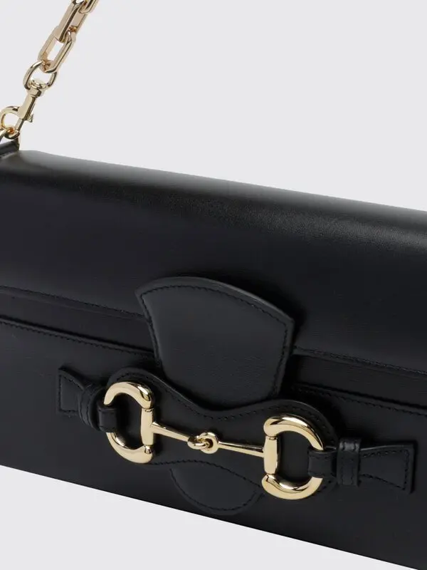 Gucci Horsebit Ristretto Smooth Leather Shoulder Bag With Metal Mesh Handle