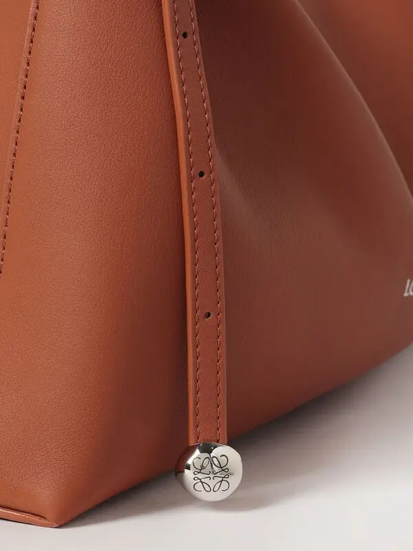 Loewe Calfskin Leather Shoulder Bag With Knot Detail And Adjustable Handle - Brown