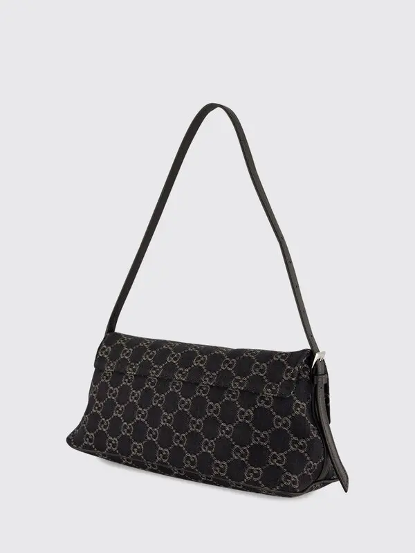 Gucci Madison Denim Shoulder Bag With Gg Monogram And Adjustable Handle