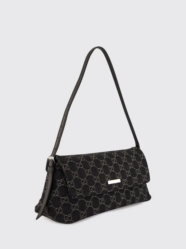 Gucci Madison Denim Shoulder Bag With Gg Monogram And Adjustable Handle