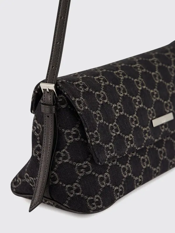 Gucci Madison Denim Shoulder Bag With Gg Monogram And Adjustable Handle