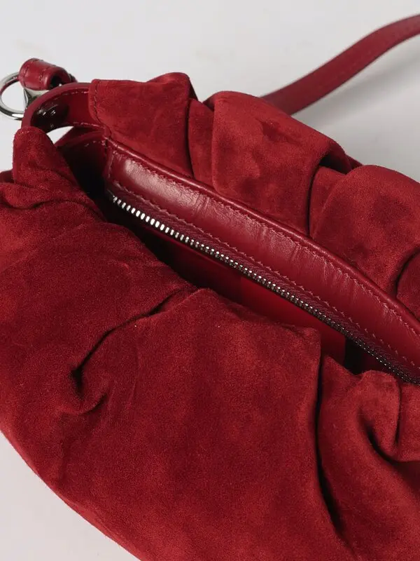 CHRISTIAN LOUBOUTIN Eva Ruched Suede Calfskin Mini Crossbody Bag - Red