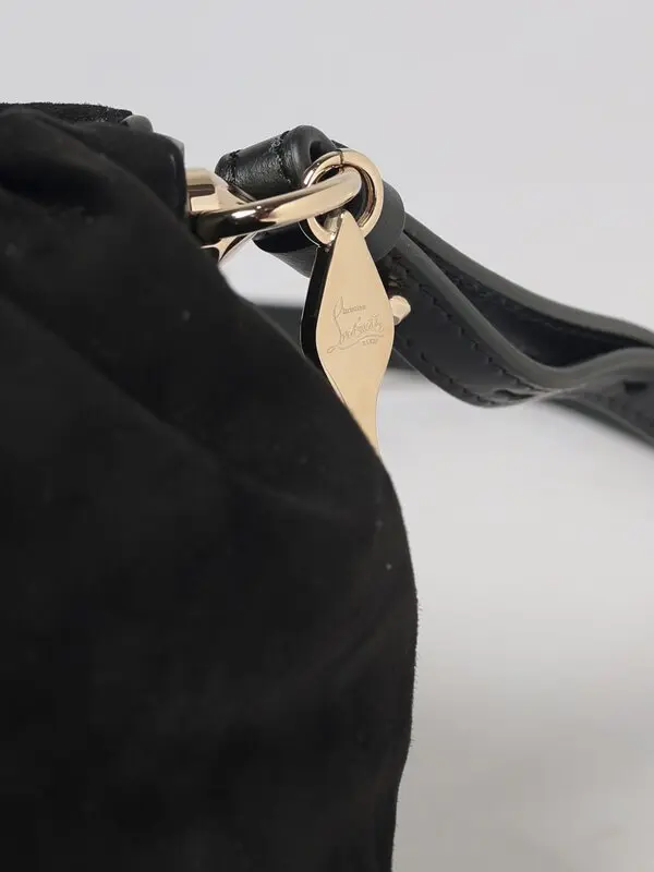 CHRISTIAN LOUBOUTIN Eva Ruched Suede Calfskin Mini Crossbody Bag - Black