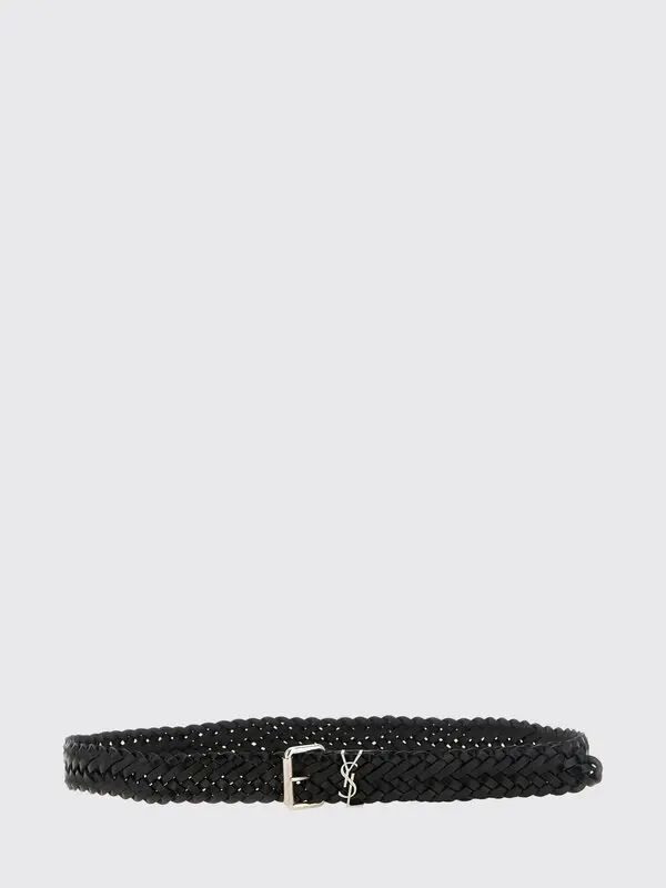 Saint Laurent Calfskin Leather Belt With Monogram Buckle
