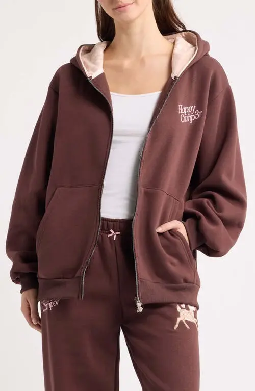 HAPPY CAMP3R Fawn Love Full Zip Hoodie - Espresso
