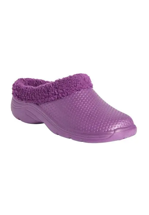 COMFORTVIEW The Fur Lined Slip On Rubber Clog Mule - Plum