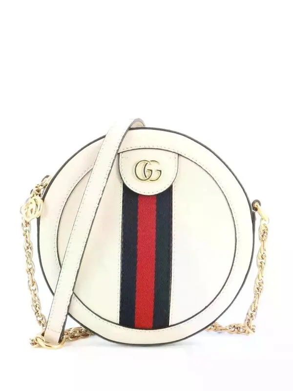 Gucci Ophidia Round Shoulder Bag Leather Mini Crossbody Bag - White