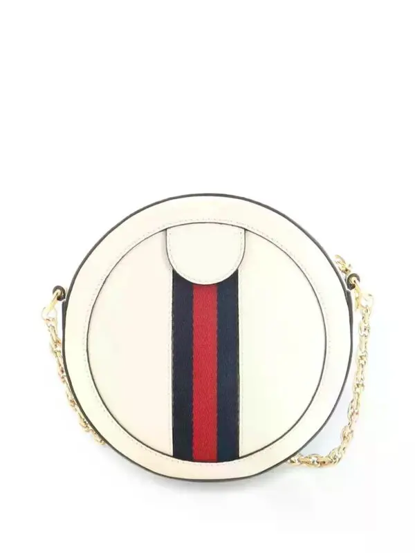 Gucci Ophidia Round Shoulder Bag Leather Mini Crossbody Bag - White
