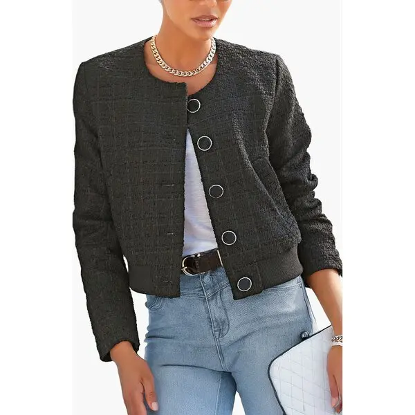 LASCANA Round Neckline Tweed Jacket