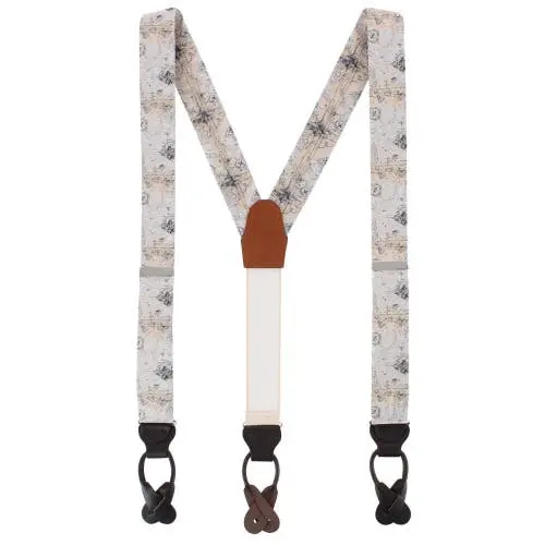 Trafalgar Sparrow's Bounty Treasure Map Silk Button End Suspenders