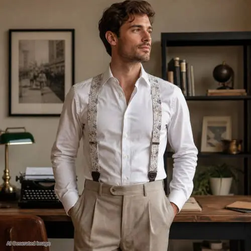 Trafalgar Sparrow's Bounty Treasure Map Silk Button End Suspenders