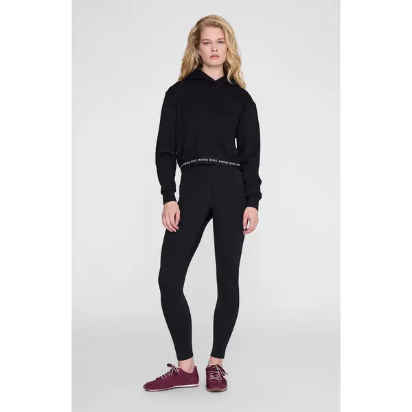 ANINE BING Dany Cropped Hoodie - Black