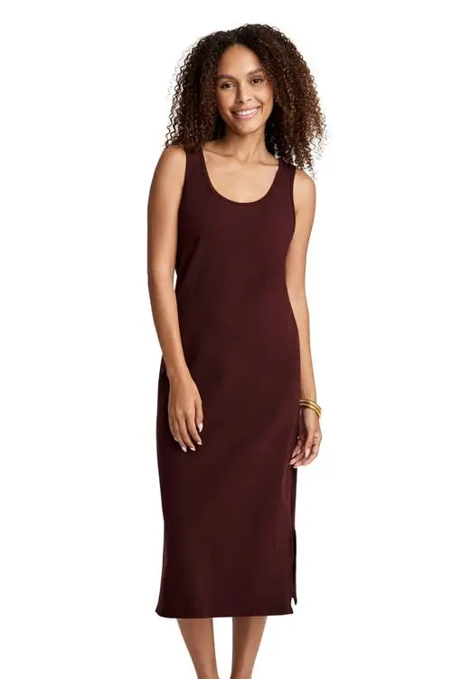JOCKEY Cotton Stretch Tank Dress With Built-in Bra - Currant