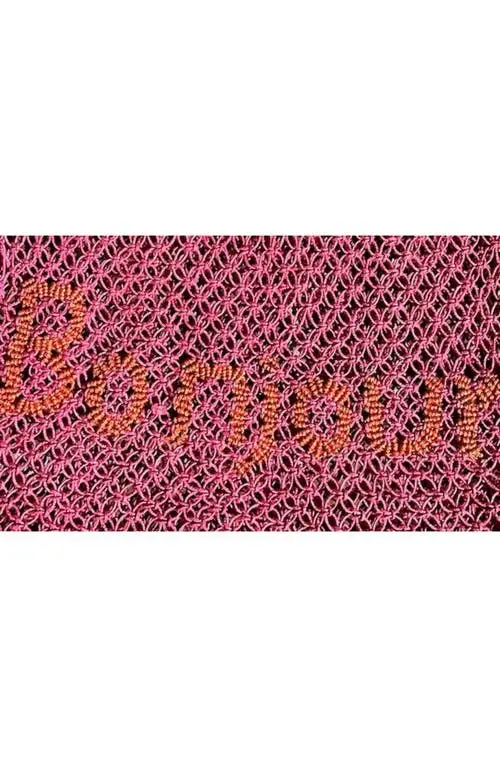 MER ST. BARTH St Jean Jute Beach Tote "bonjour - Pink