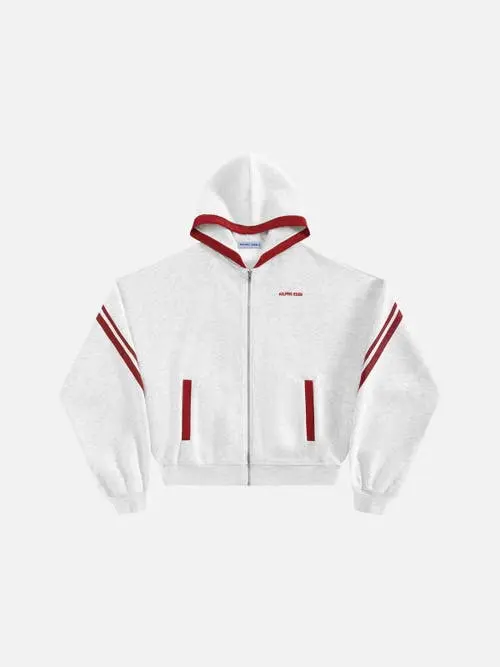 AELFRIC EDEN Boxy Contrast Zip Up Hoodie - Grey