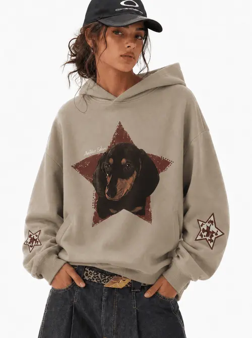 AELFRIC EDEN Dachshund Graphic Hoodie - Khaki