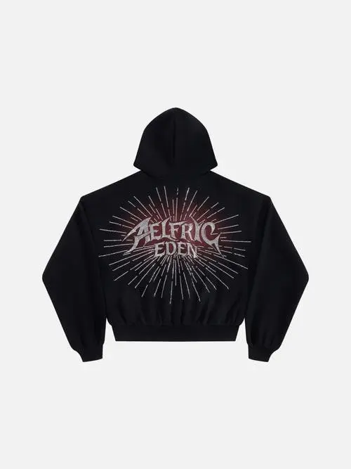 AELFRIC EDEN Boxy Rhinestone Zip Up Hoodie