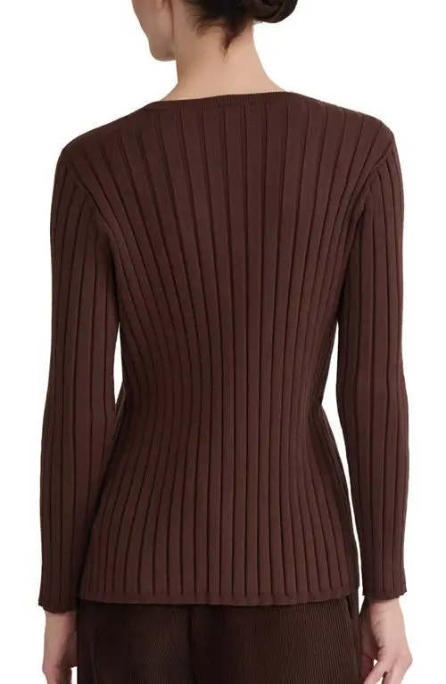Jones New York Wide Rib Crewneck Sweater - Coffee Bean