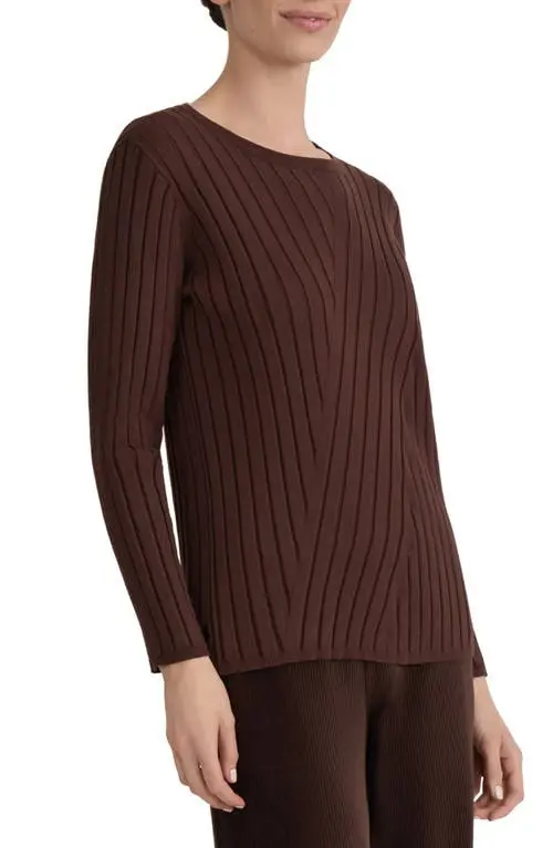 Jones New York Wide Rib Crewneck Sweater - Coffee Bean