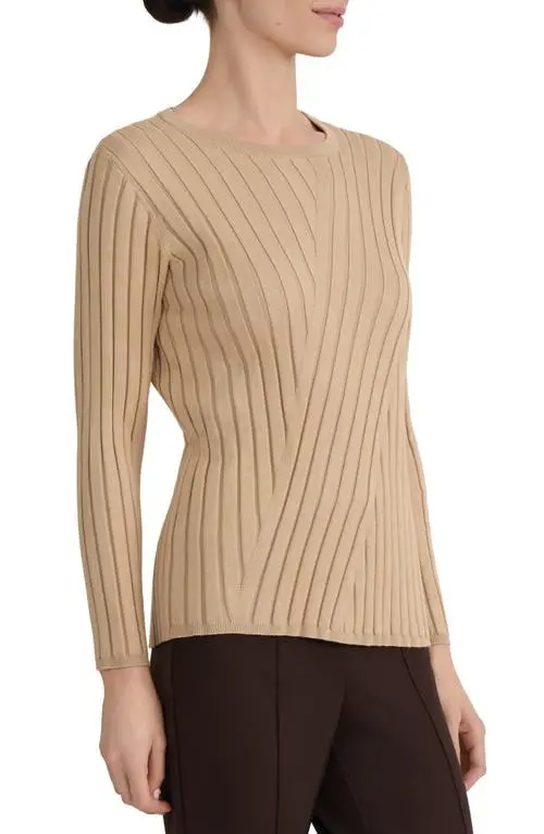 Jones New York Wide Rib Crewneck Sweater - Natural Camel