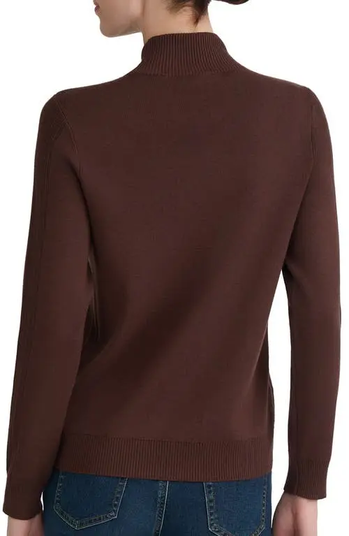 Jones New York Mock Neck Placed Rib Sweater