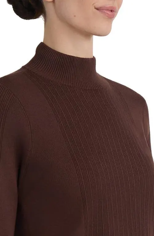 Jones New York Mock Neck Placed Rib Sweater