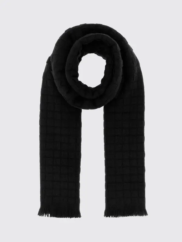 Bottega Veneta Pure Cashmere Scarf With Fringed Edges - Black