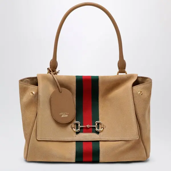 Gucci Medium Paparazzo Handbag In Sand-coloured Suede - Cream