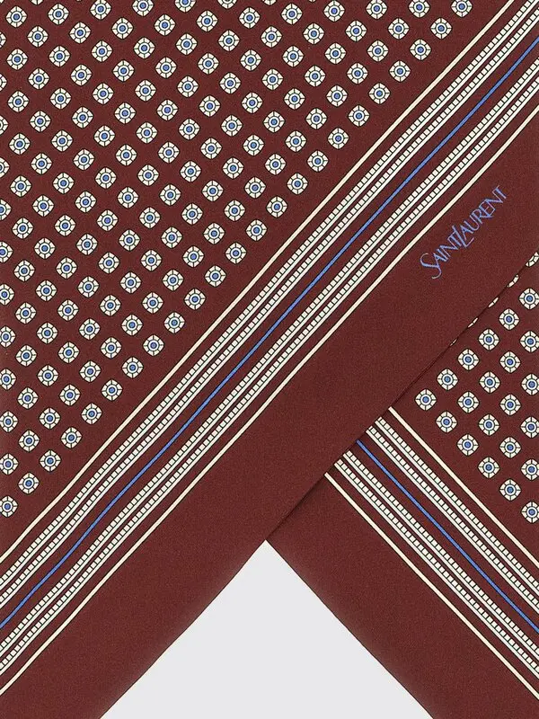 Saint Laurent Lavallii¨re Striped Geometric Print Silk Foulard - Red