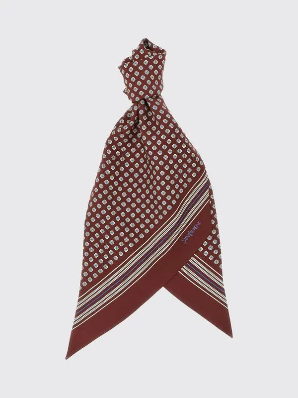 Saint Laurent Lavallii�re Striped Geometric Print Silk Foulard - Red