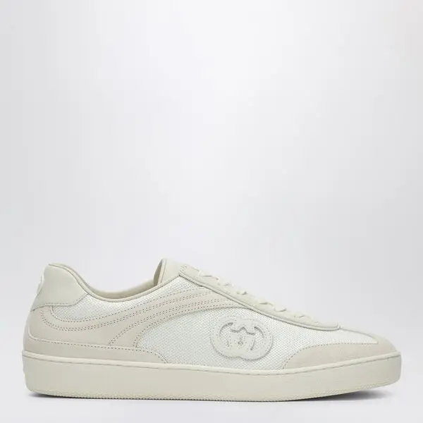 Gucci Sneakers With Gg Cross In Leather And Mesh - White