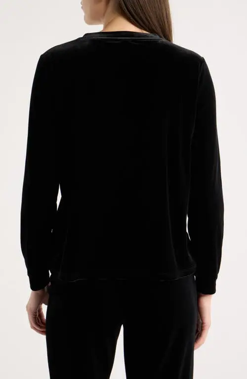 Anne Klein Embellished Button Velvet Top