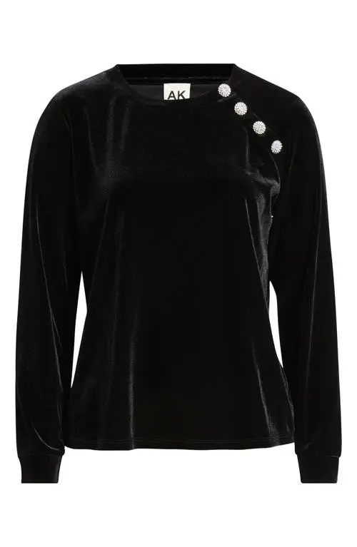 Anne Klein Embellished Button Velvet Top