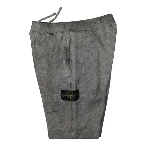 Stone Island Patch Logo Fleece Shorts 'melange Black