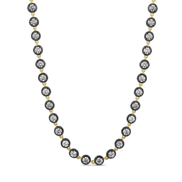 SHYMI Gold / Black Round Victorian Style Tennis Necklace Black Rhodium - Gold/black