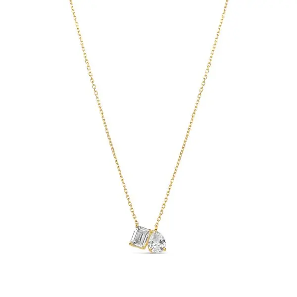 SHYMI Emerald And Pear Two Stone Necklace - Gold