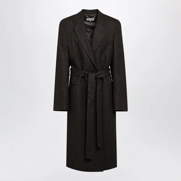 MAISON MARGIELA Belted Coat With Herringbone Pattern
