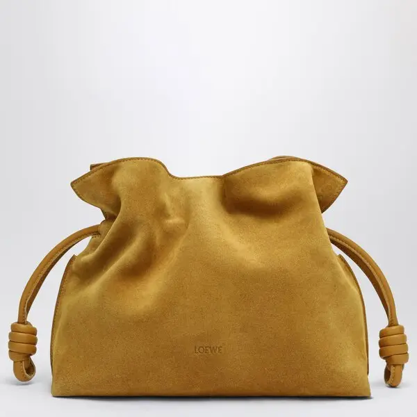 Loewe Medium Ochre Flamenco Bag In Suede