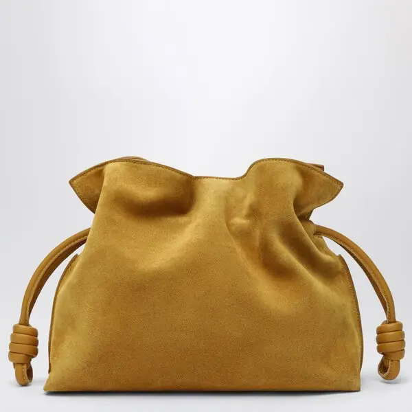 Loewe Medium Ochre Flamenco Bag In Suede