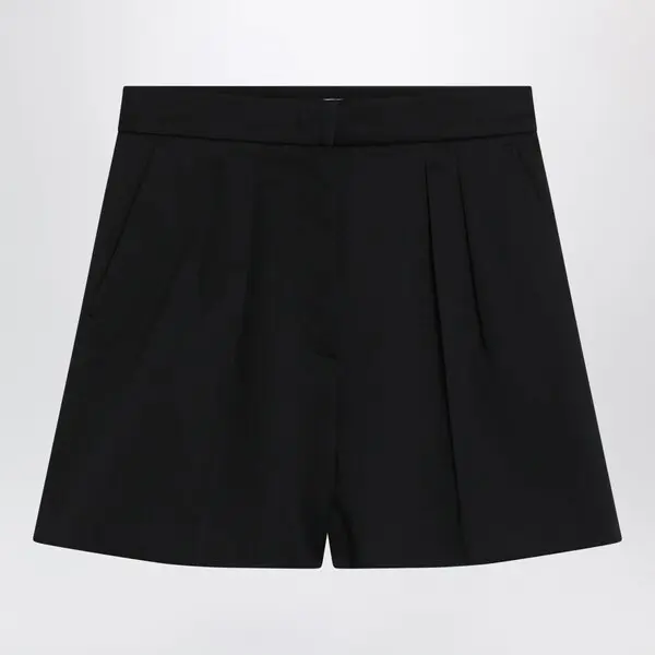 Max Mara Stretch Cotton Satin Shorts - Black
