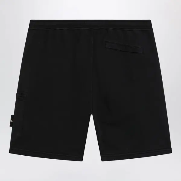 Stone Island Organic Cotton Fleece Jogger Shorts - Black
