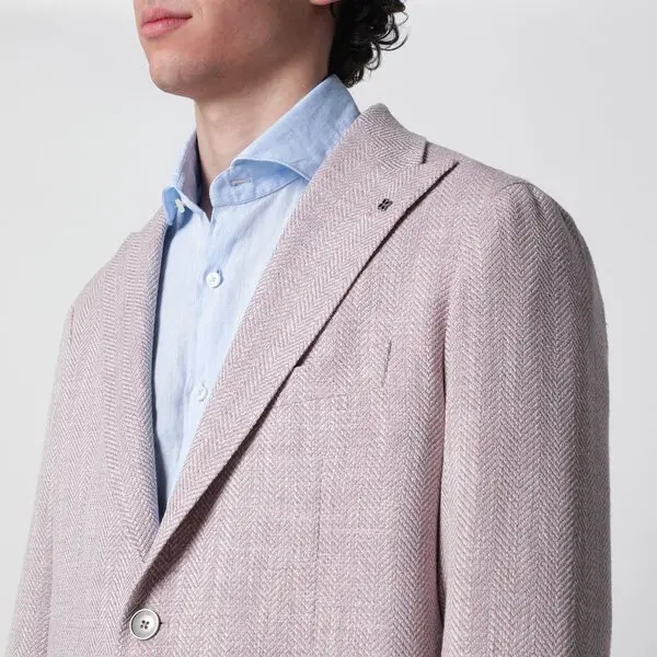 Tagliatore Single-breasted Herringbone Jacket Lilac - Purple