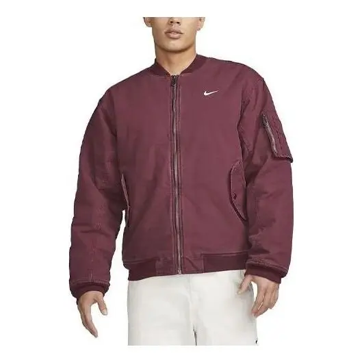 Nike Life Woven Flight Jacket 'night Maroon - Red