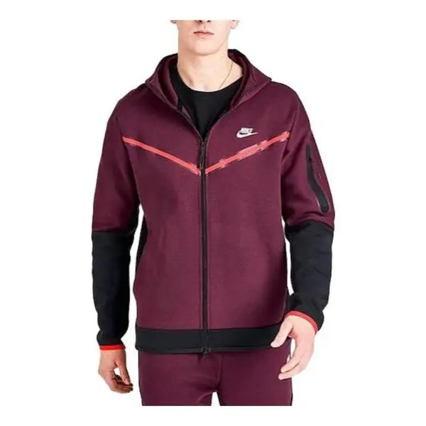 Nike Tech Fleece Full-zip Hoodie 'dark Beetroot Black Phantom