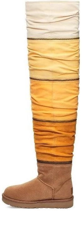 UGG Classic Sweater Letter Ta Knitted Suede High-leg Boots 'brown Tan - Brown/tan