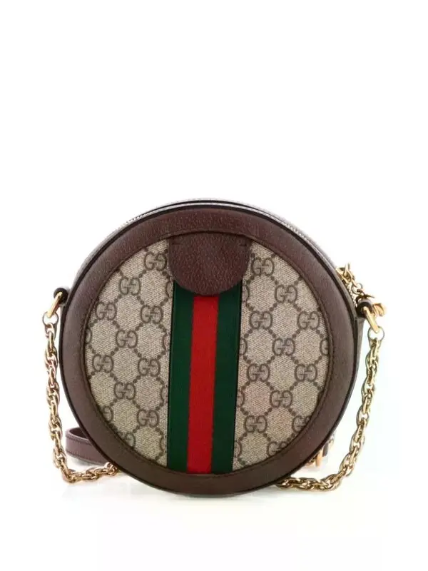 Gucci Ophidia Round Shoulder Bag Gg Coated Canvas Mini Crossbody Bag